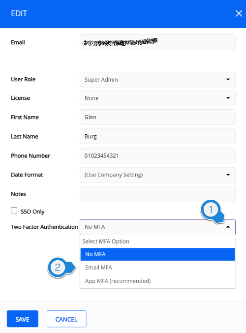 Enabling Two-Factor Authentication (2FA) in CallCabinet